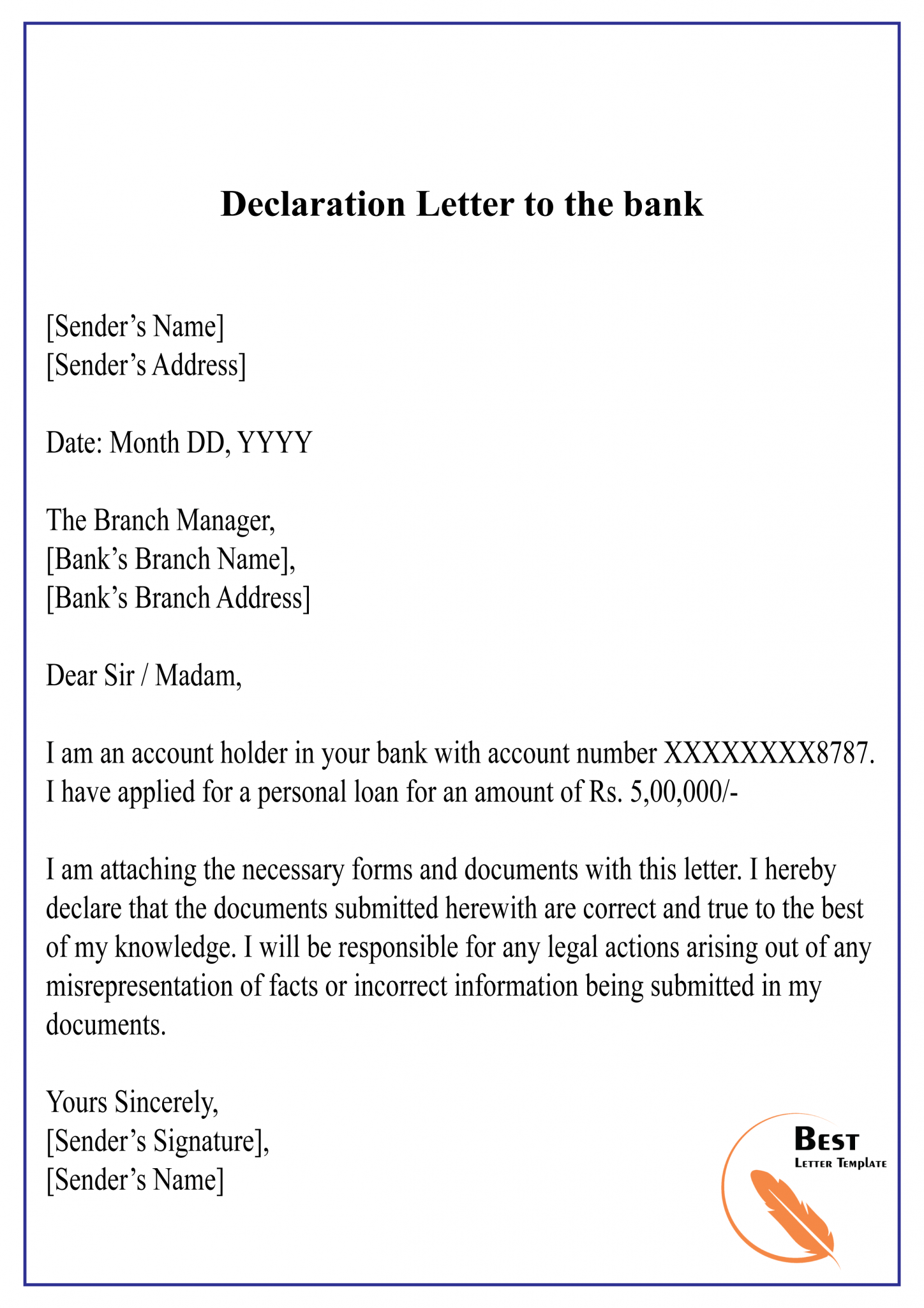 4+ Free Declaration Letter Template - Format, Sample & Example