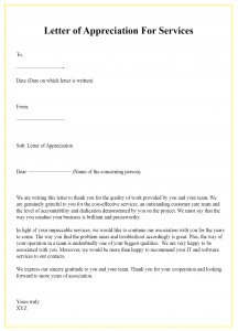 Appreciation Letter for Service – Format, Sample & Example