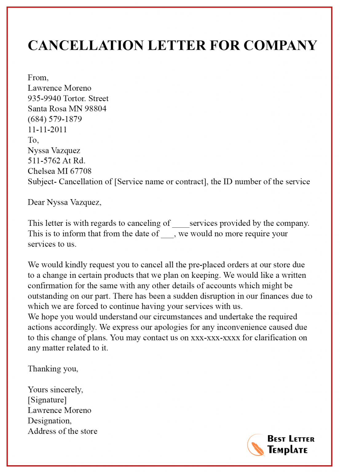 10+ Cancellation Letter Template - Format, Sample & Example