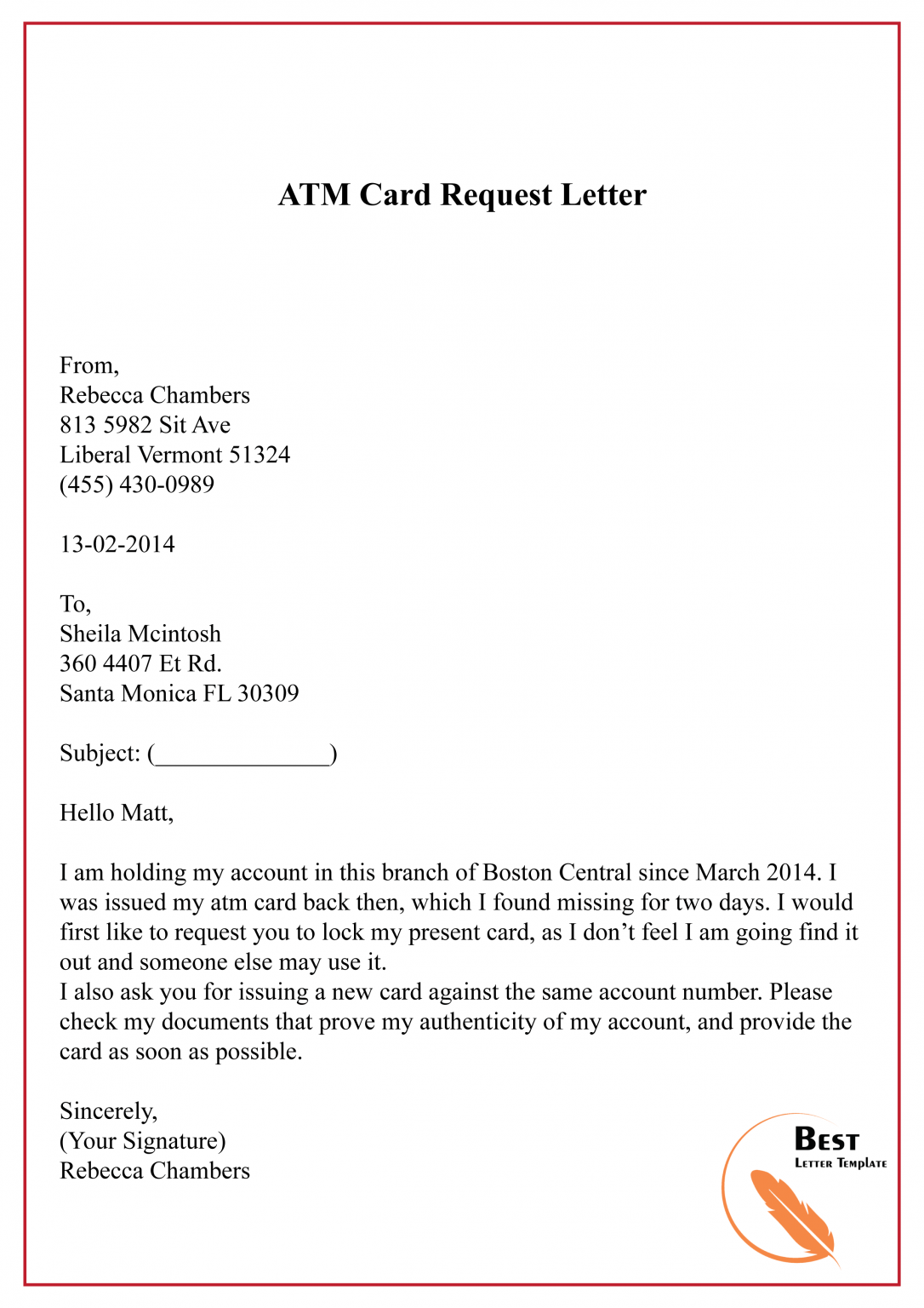 4+ Free Sample Request Letter Template to Bank with Example