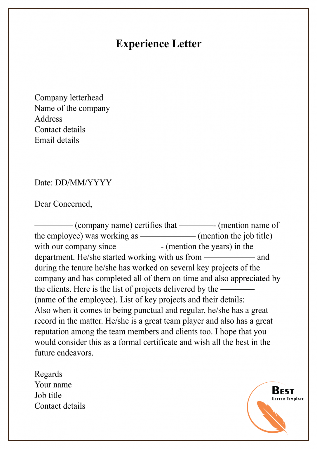 How to Write Experience Letter | Experience Letter Format