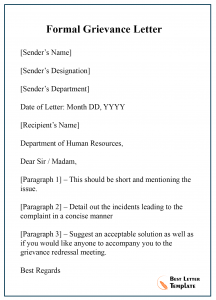 8+ Free Grievance Letter Template - Format, Sample & Example