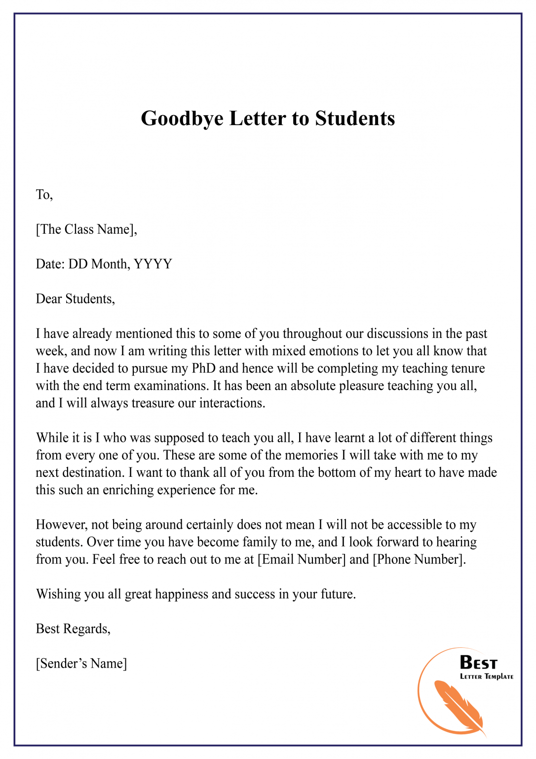 20+ Free Goodbye Letter Template - Format, Sample & Example