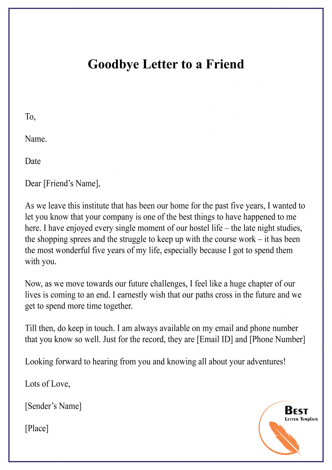 20+ Free Goodbye Letter Template - Format, Sample & Example