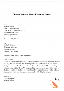 Request Letter for Refund - Template, Format, Sample & Example