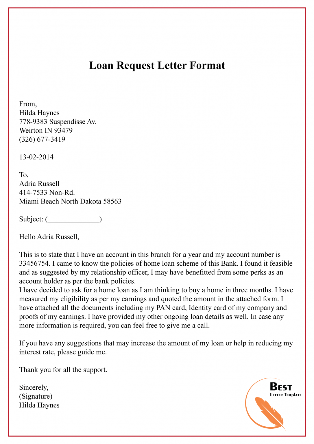4+ Free Sample Request Letter Template to Bank with Example