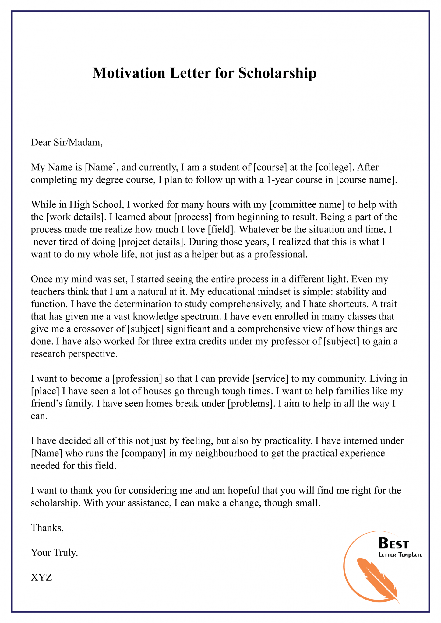 How to Write Motivation Letter for Scholarship - PDF, WORD [Doc]