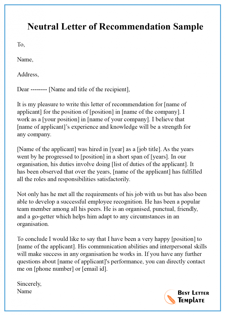 12+ Free Recommendation Letter - Sample & Example