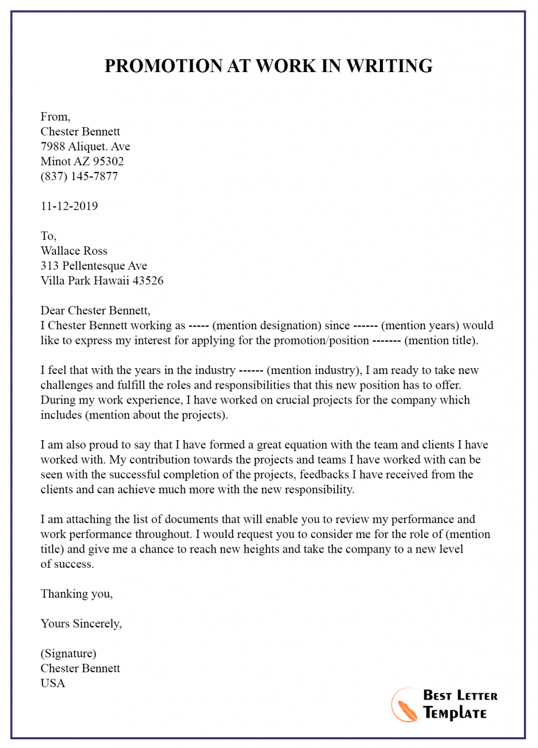 4+ Free Promotion Request Letter - Sample & Example