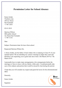 Permission Letter Template For School – Format, Sample & Example