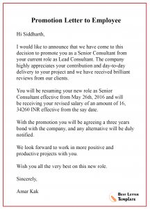 5+ Free Promotion Letter Template - Format, Sample, Example