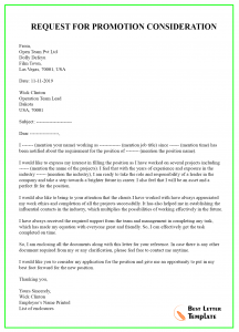 4+ Free Promotion Request Letter - Sample & Example