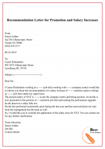 Recommendation Letter for Promotion – Format, Sample & Example