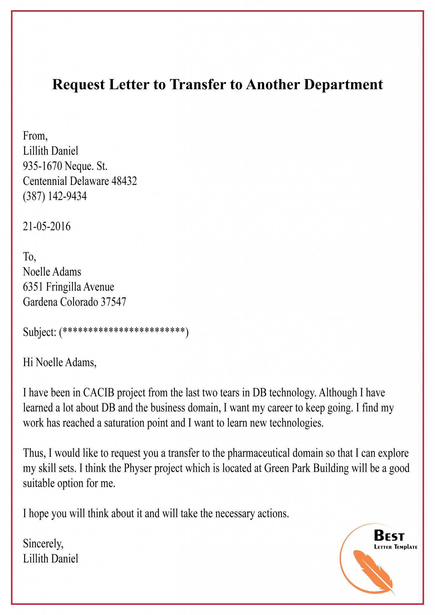 6+ Free Request Letter for Transfer - Format, Sample & Example