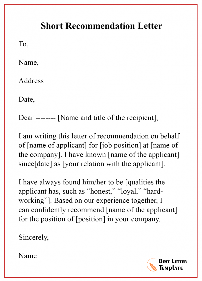 12+ Free Recommendation Letter - Sample & Example