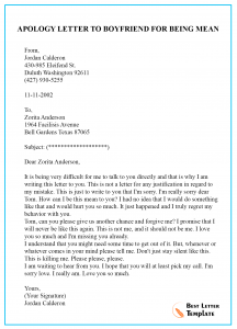Apology Letter Template to Boyfriend - Sample & Example