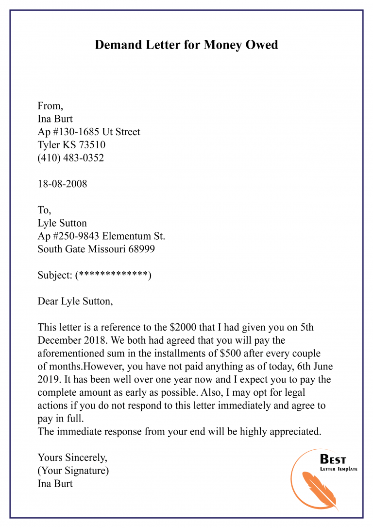 Demand Letter To Roommate Demand Letter To Roommate