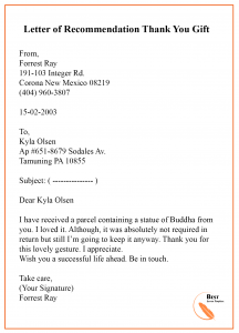 Thank You Letter Template For Gift - Sample & Examples