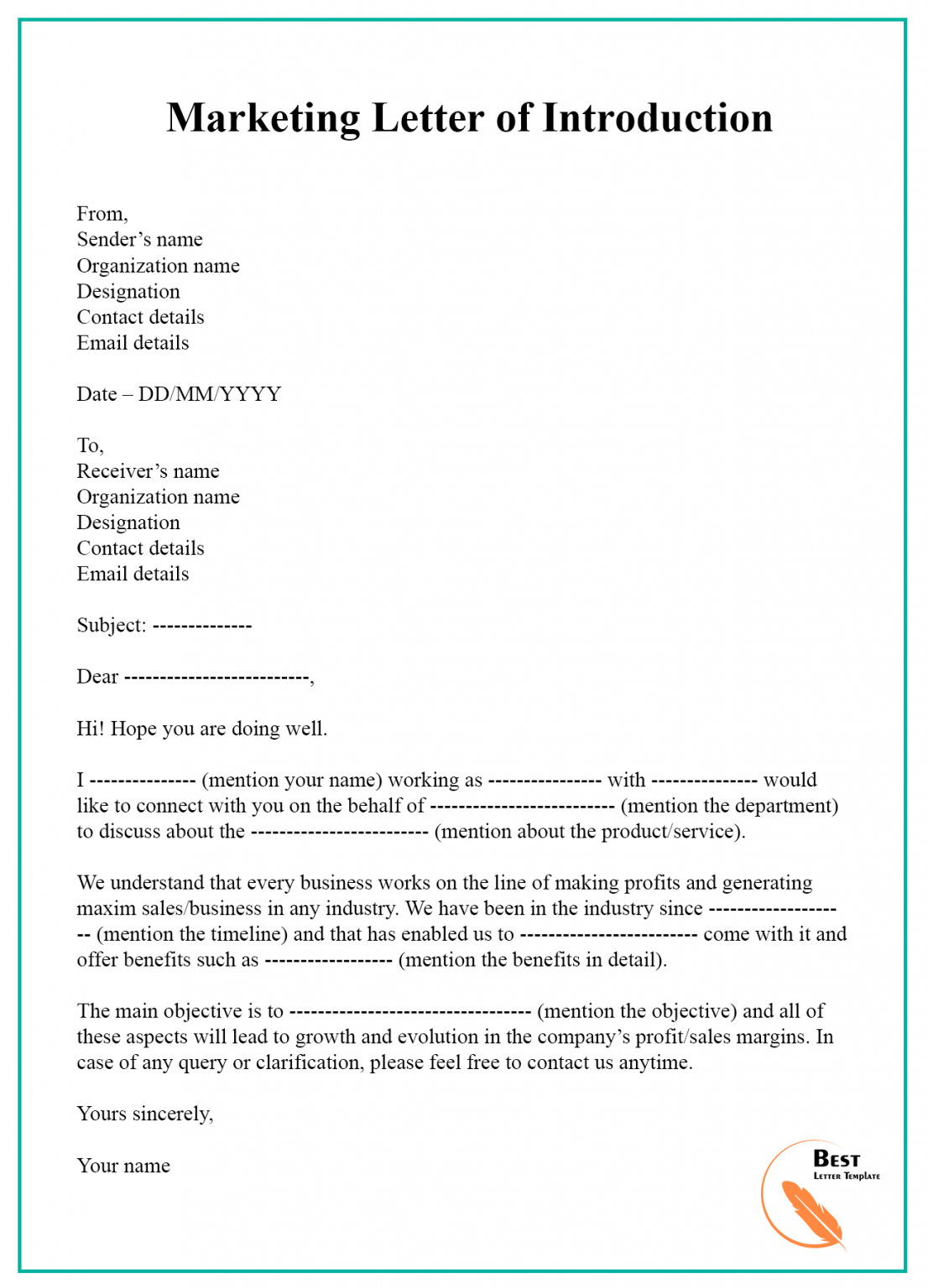 8+ Free Marketing Letter Template – Format, Sample & Example