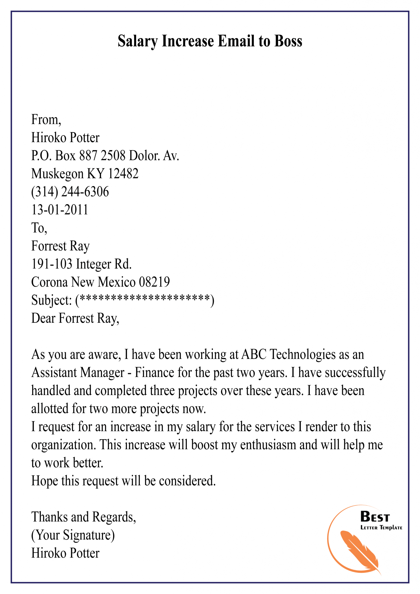 15+ Salary Increment Letter Template - Format, Sample & Examples