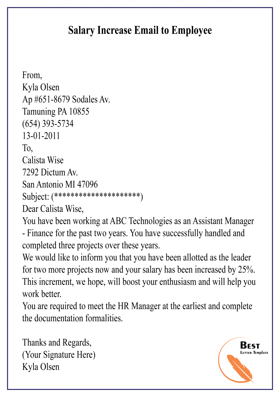 15+ Salary Increment Letter Template - Format, Sample & Examples