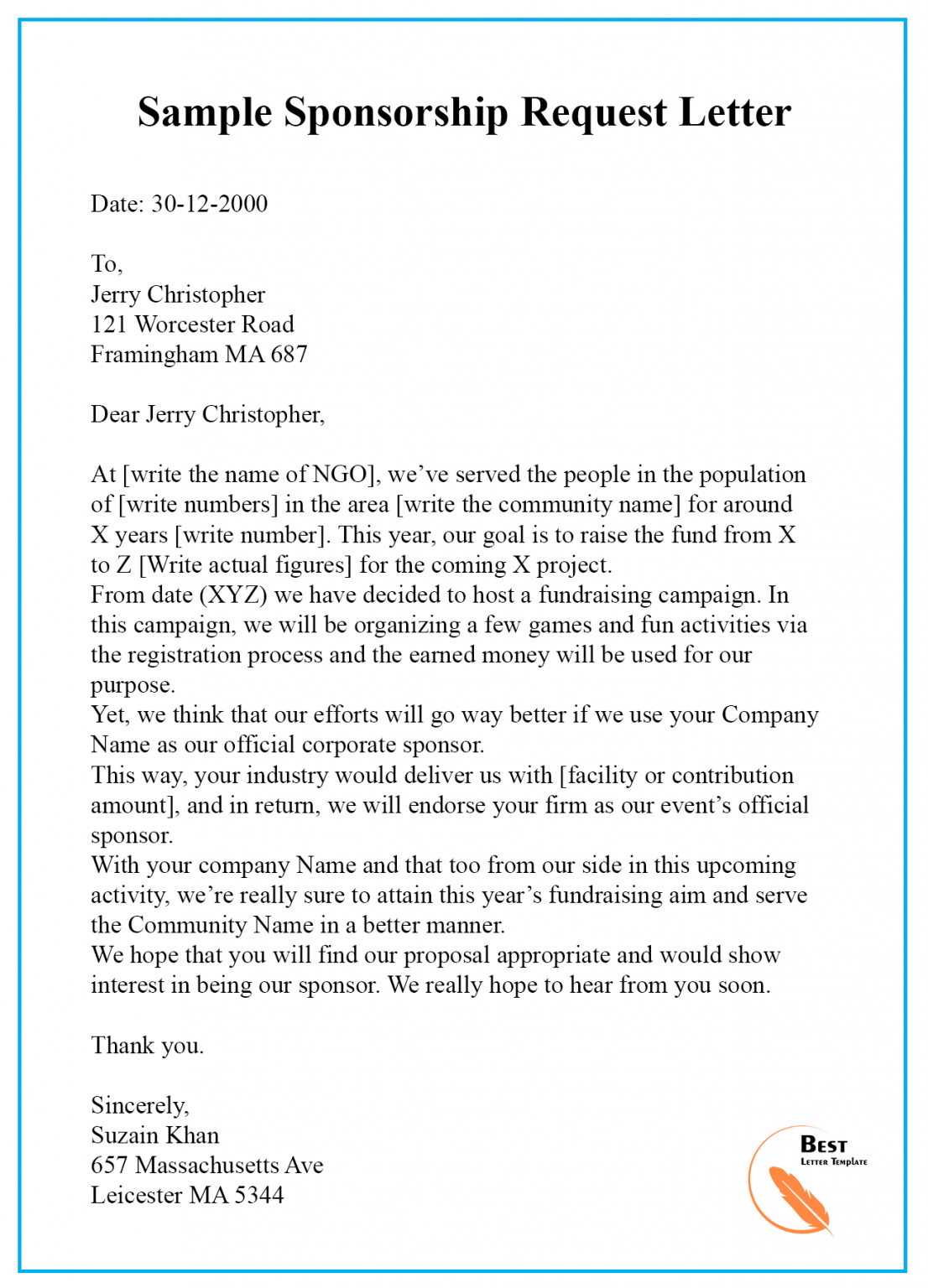 Request Letter for Sponsorship – Format, Sample & Example