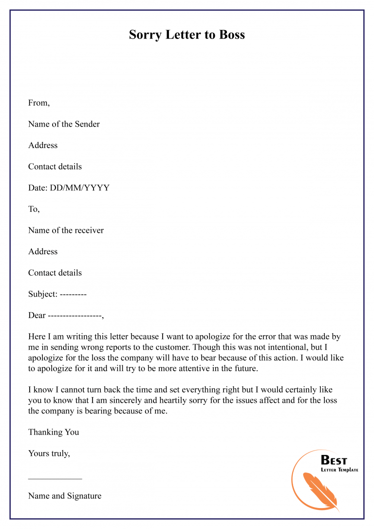 11+ Free Sorry Letter Template – Format, Sample & Example