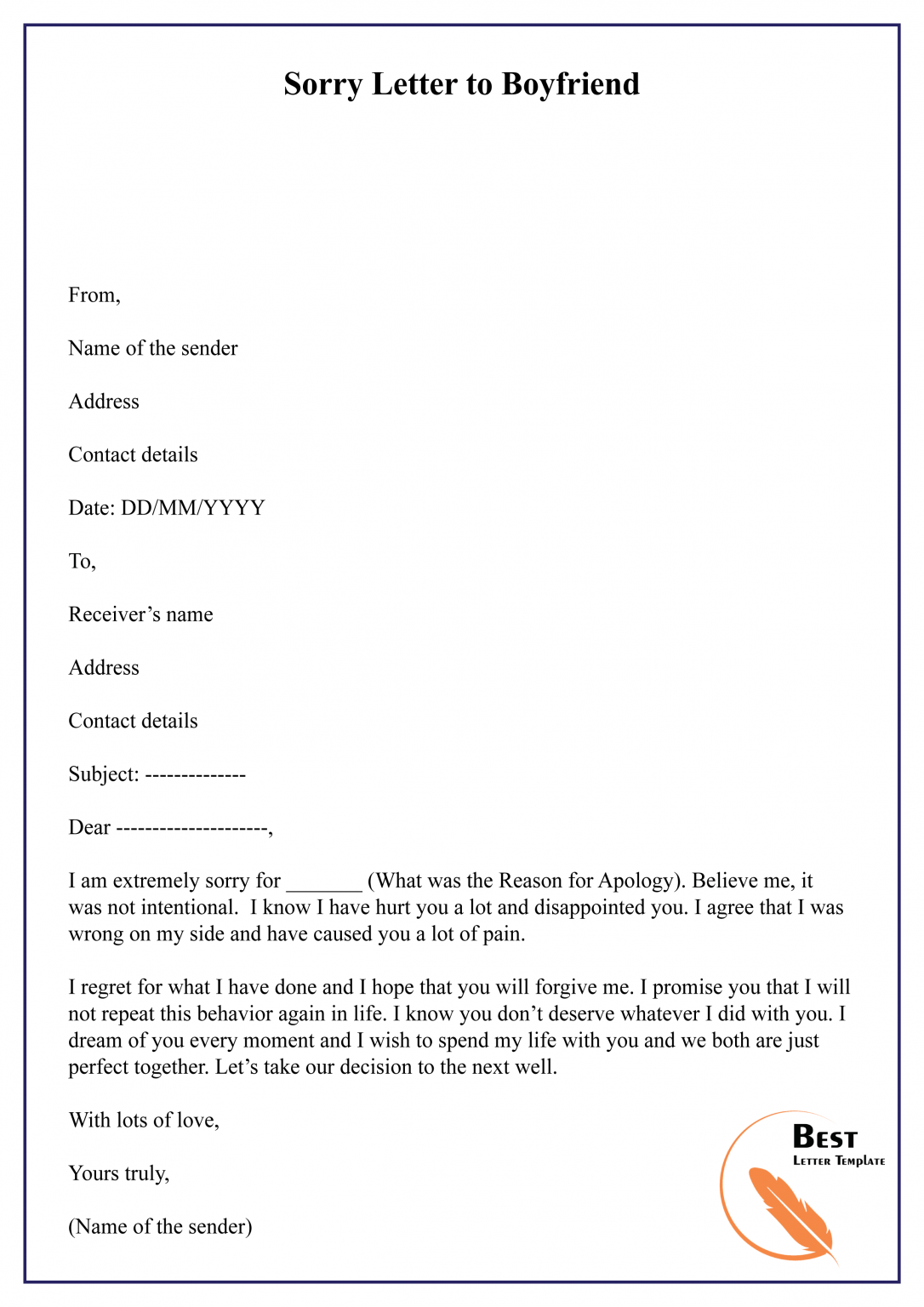11+ Free Sorry Letter Template – Format, Sample & Example