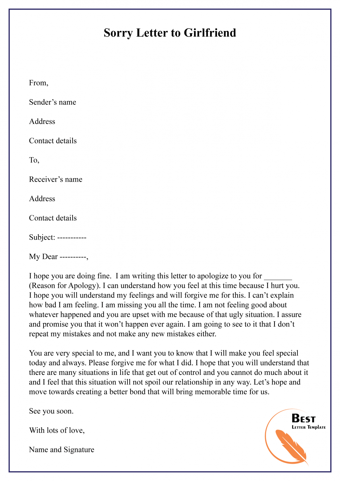 11+ Free Sorry Letter Template – Format, Sample & Example