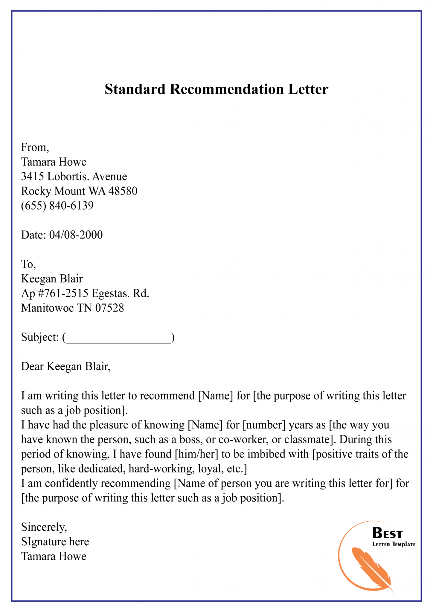 How to write a Reference Letter | Recommendation Letter Format