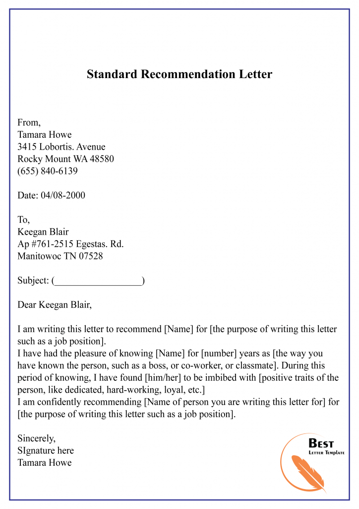 How to write a Reference Letter | Recommendation Letter Format