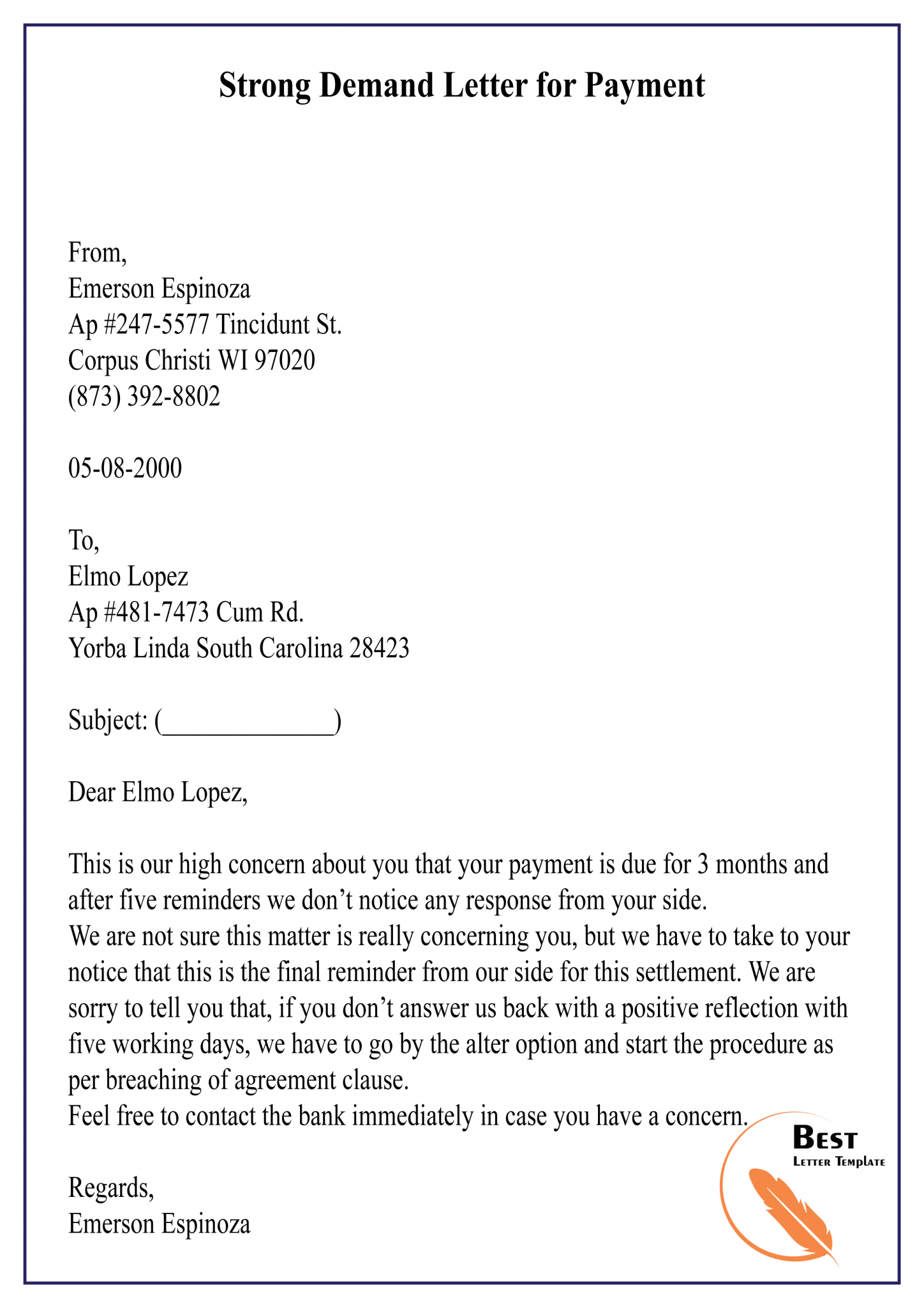 5 Free Demand Letter For Payment Template Sample Examples 5 Free Demand Letter For Payment Template Sample Examples