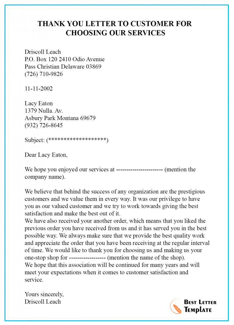 Thank You Notes for Customers - Sample & Examples