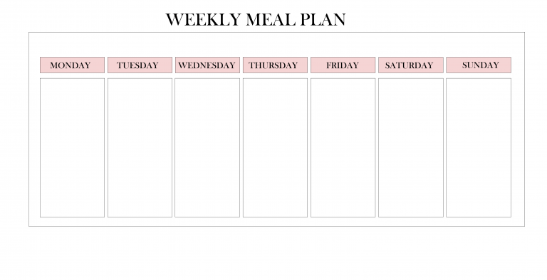 Printable Blank Weekly Meal Planner Template in PDF Word & Excel