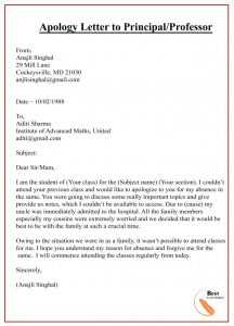 Apology Letter Template To Teacher/Principal - Sample & Example
