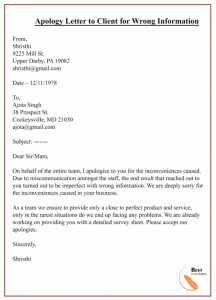 Apology Letter Template To Client - Sample & Example