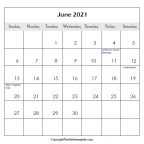 Free Printable June 2021 Calendar Template in PDF Word Excel