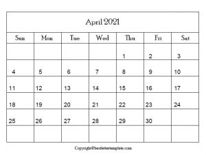 Free Printable April 2021 Calendar Template in PDF, Excel Word