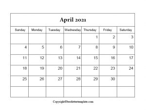 Free Printable April 2021 Calendar Template in PDF, Excel Word