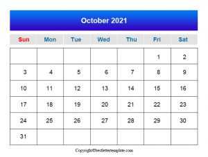 Free Printable October 2021 Calendar Template in PDF, Excel Word