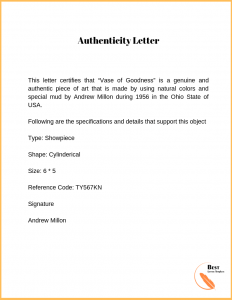Authenticity Letter Template- Format, Sample & Example