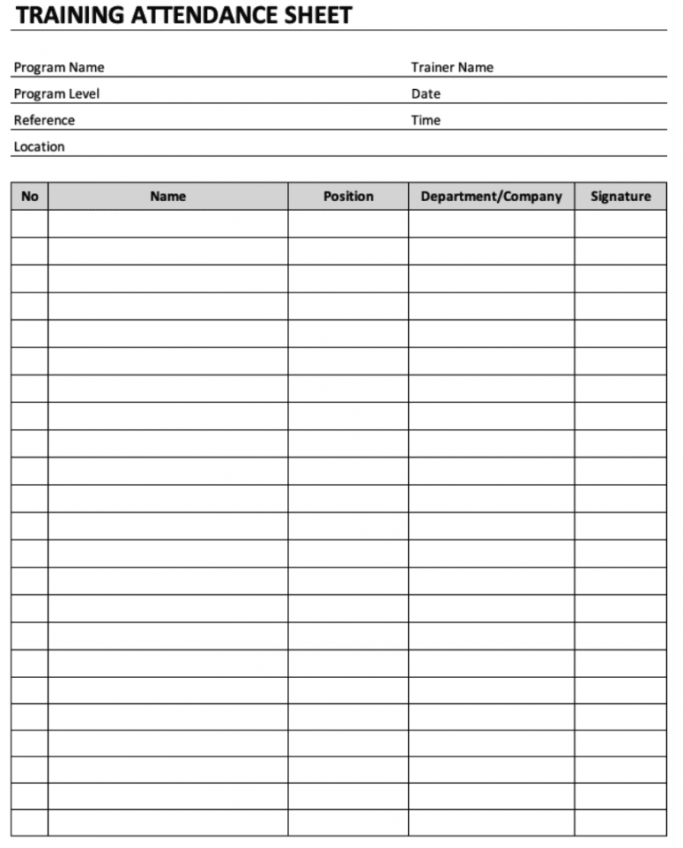 Printable Attendance Sheet / Tracker Template in PDF, Word, Google Docs