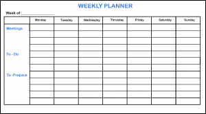 Printable Weekly Planner Sample with Examples in PDF, Word & Excel