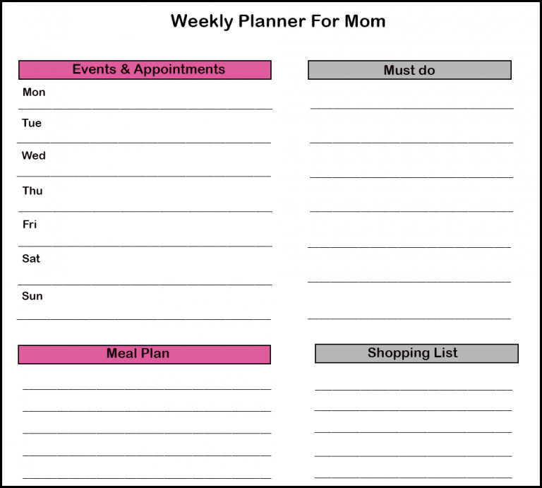 Printable Weekly Planner Sample with Examples in PDF, Word & Excel