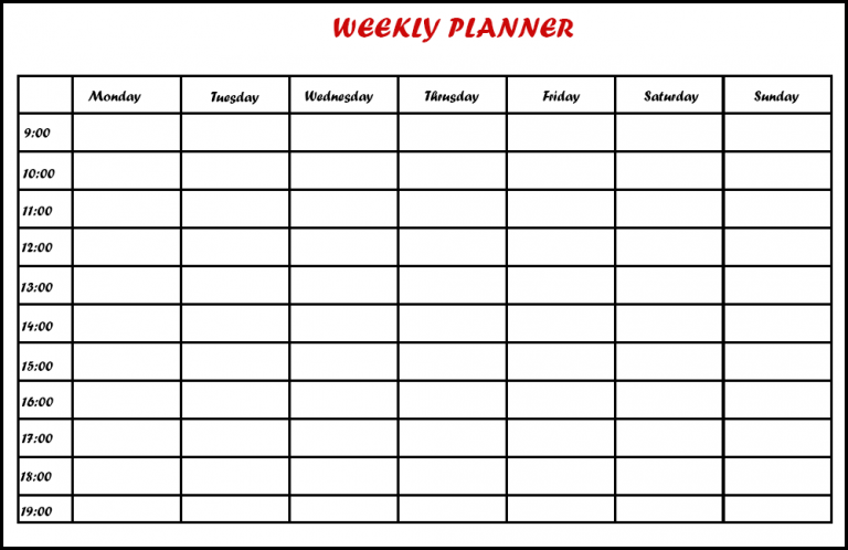 Printable Weekly Planner Sample with Examples in PDF, Word & Excel