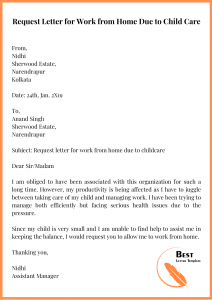 Sample Request Letter Template For Work From Home
