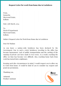 Sample Request Letter Template For Work From Home