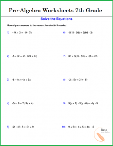 Printable Pre Basic Algebra Worksheets PDF