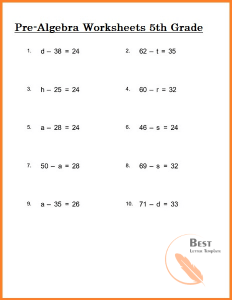 Printable Pre Basic Algebra Worksheets PDF
