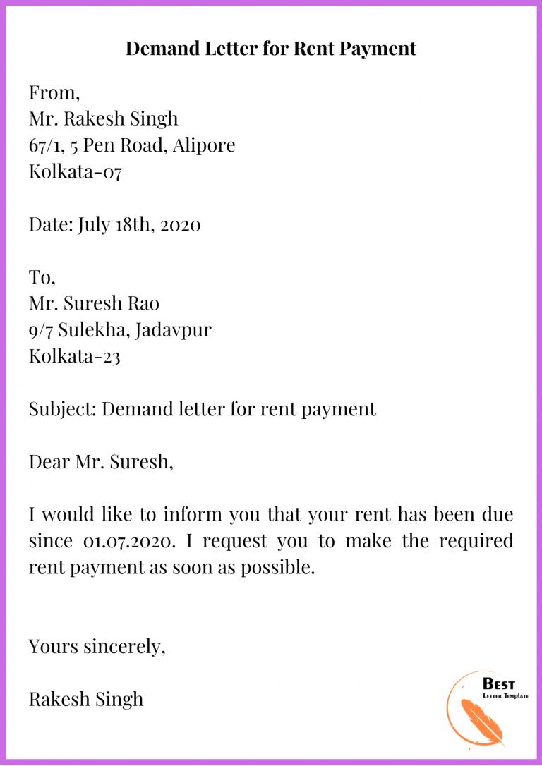Rent Payment Letter Template - Format, Sample & Examples